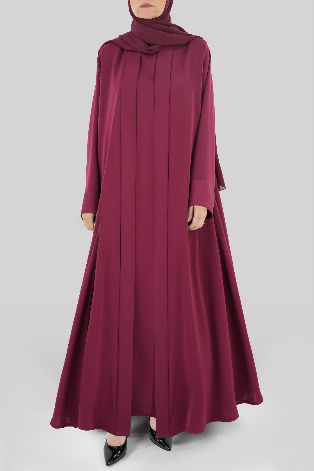 Flowy Plain Fuchsia Colored Abaya - Nahrain - thowby ثـوبي